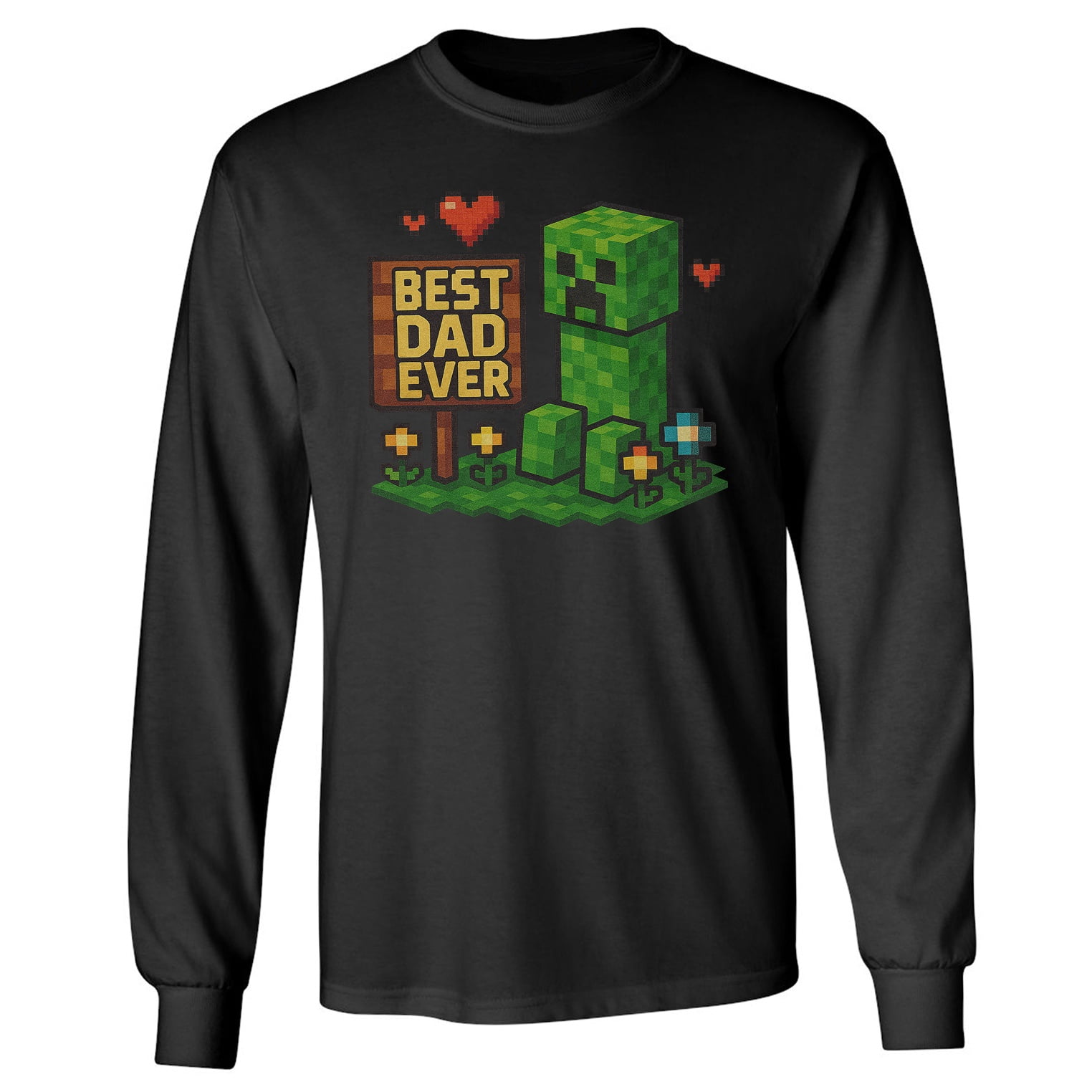 Best Dad Ever Gaming Daddy Pixel - Funny Fathers Day Long Sleeve T ...