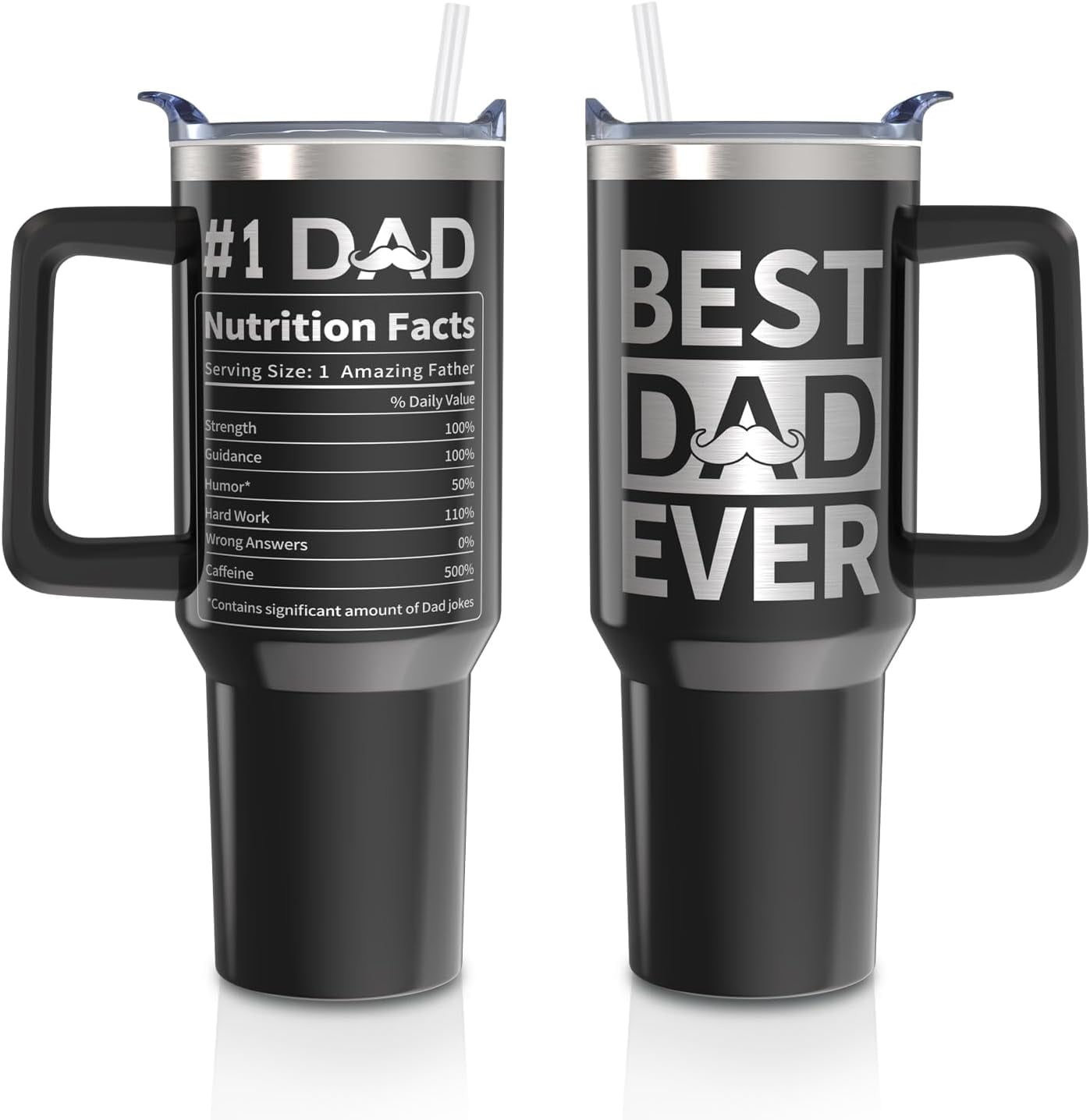 Best Dad Ever Gifts 40oz Tumbler with Handle and Lid Straw, Papa Daddy ...