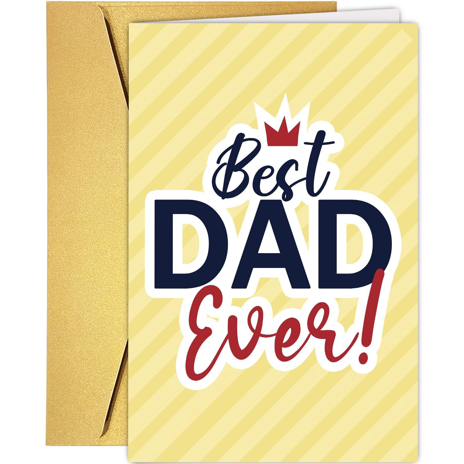 Best Dad Ever Greeting Card – Gold Envelope Included – Ideal for Father ...