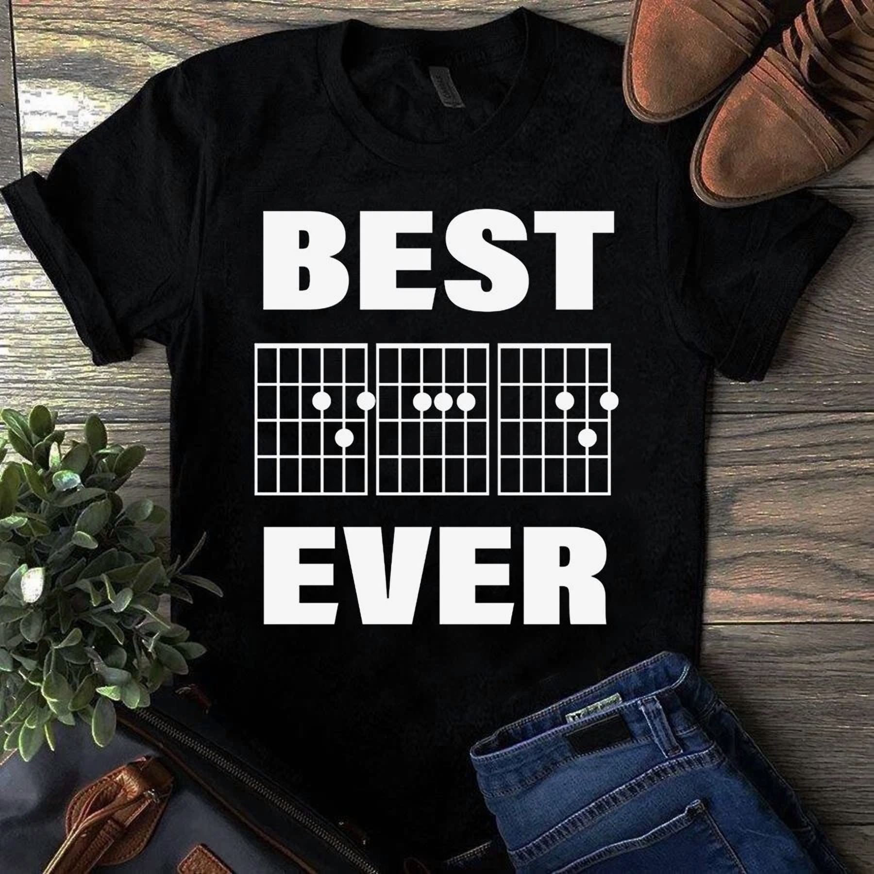 Best Dad Ever Guitar Musician Music Father Acoustic Player Art Unisex T-Shirt, up to size 5XL ...
