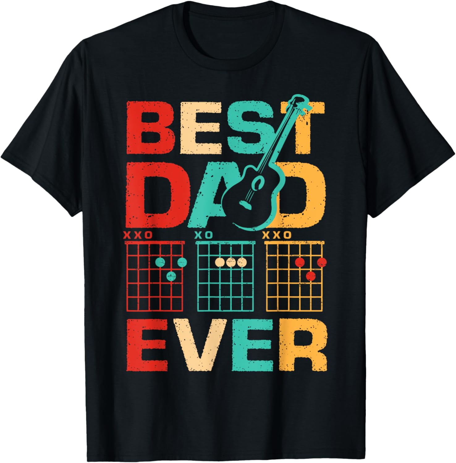 Best Dad Ever Guitar Vintage Dad Chord Fathers Day Guitar T-Shirt ...