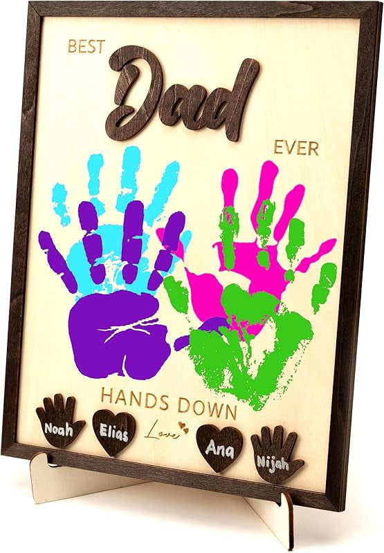 Best Dad Ever Hands Down Sign Wooden Handprint Frame DIY Gifts, Fathers ...