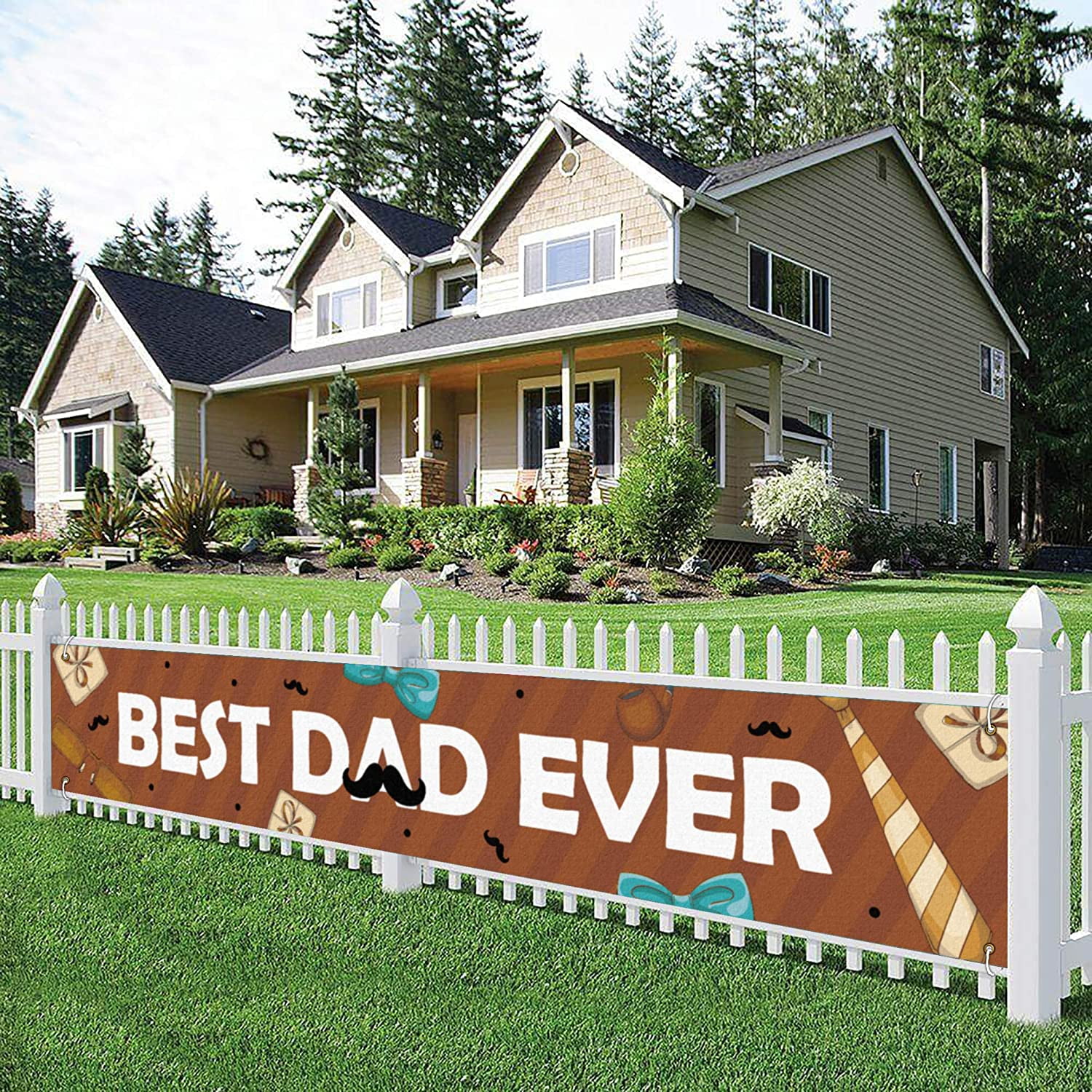 Best Dad Ever Large Banner, Father Birthday Garland, Father’s Day Lawn ...