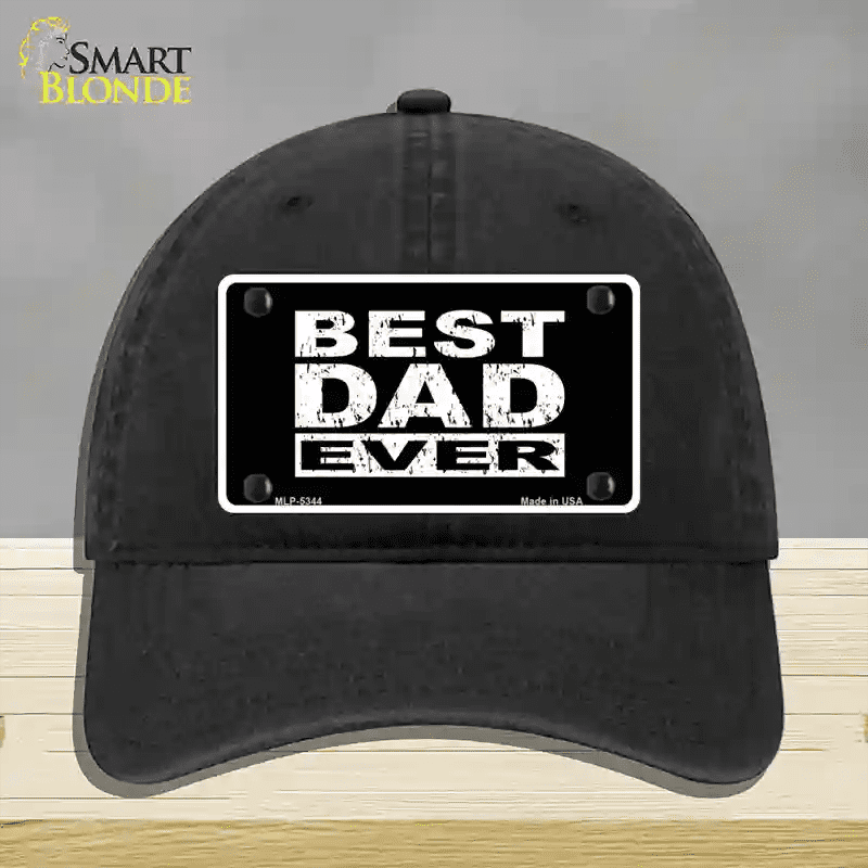 Best Dad Ever Novelty License Plate Hat Unconstructed Cotton Black ...