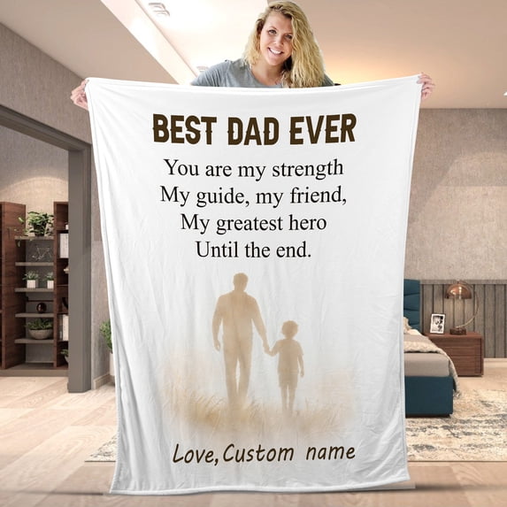 Best Dad Ever Personalized Fleece Blanket, Custom Name Sentimental Dad ...