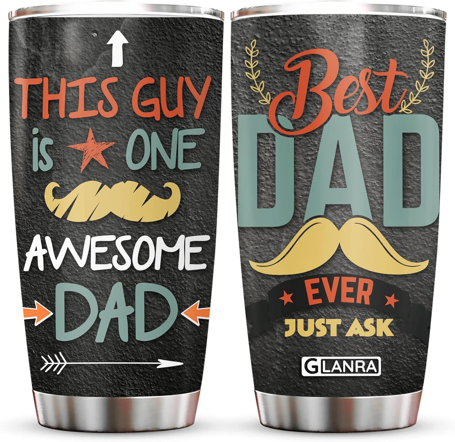 Best Dad Ever Tumbler, Dad Tumbler with Lid 20 Oz Stainless Steel ...