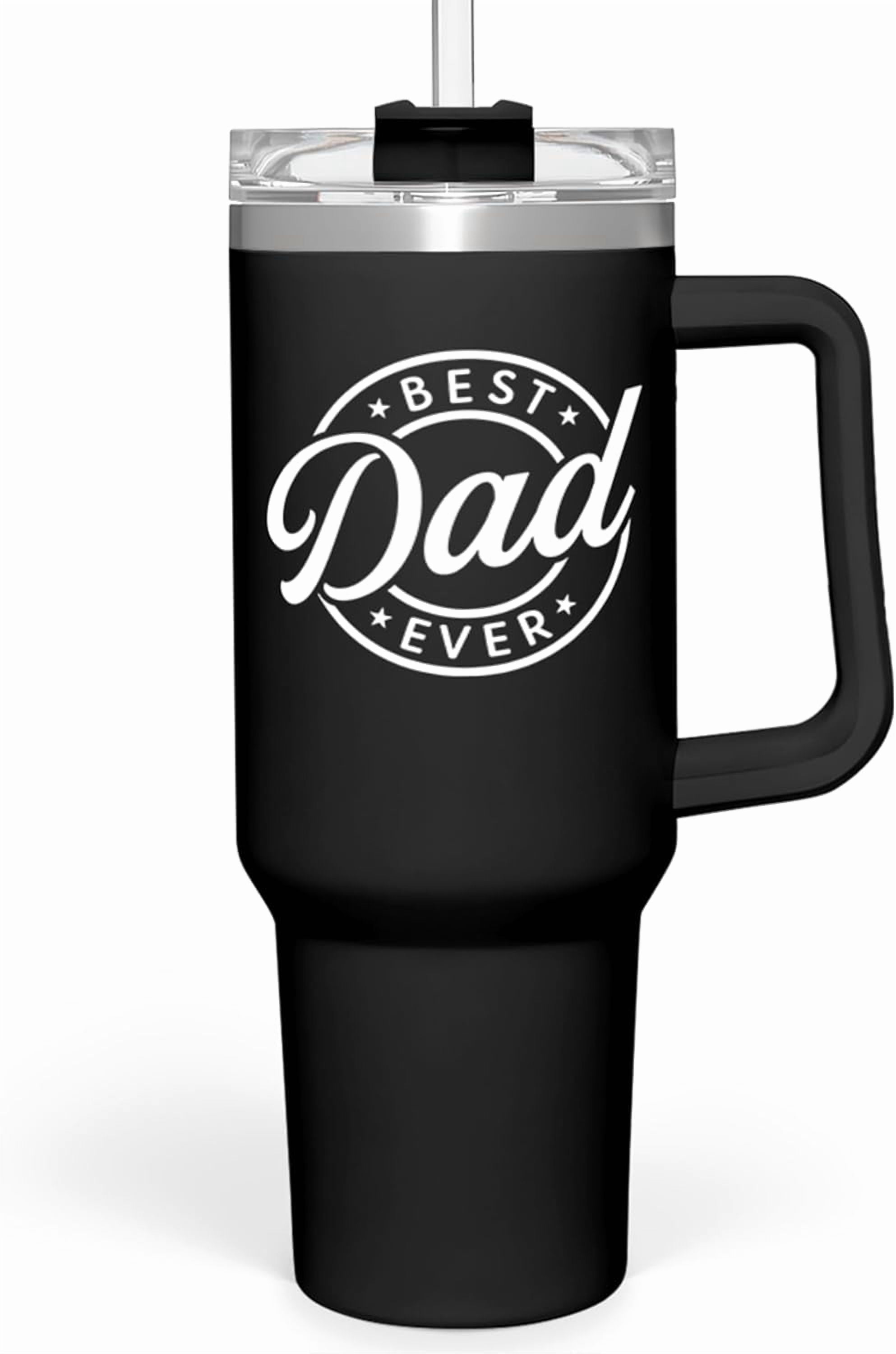 Best Dad Ever Tumbler with Handle - 40oz Stainless Steel Insulated ...