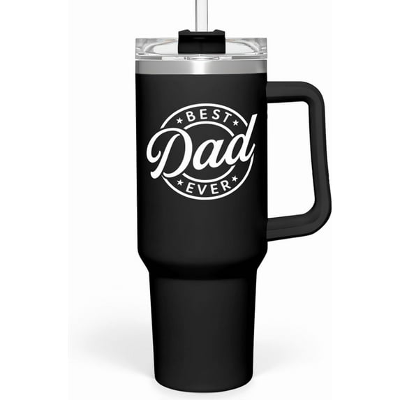 Best Dad Ever Tumbler with Handle - 40oz Stainless Steel Insulated - Dad Gifts for Daughter ...