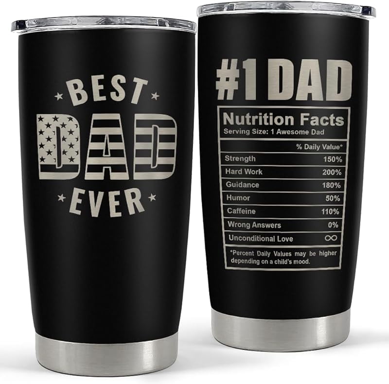 Best Dad Ever Tumbler with Lid - Dad Nutrition Facts 20oz Insulated ...