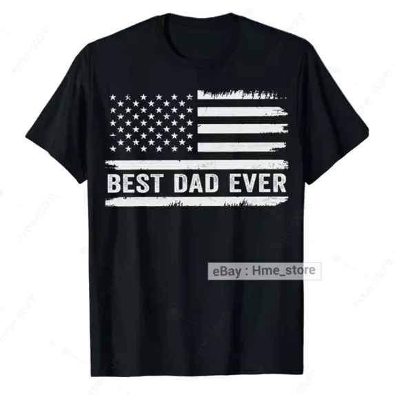 Best Dad Ever USA Flag T-Shirt for Daddy Papa Father's Day Tee Gift ...