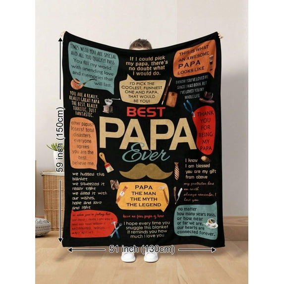 The Best Dad Ever Vintage Poster Style Plush Blanket - Soft & Warm All ...