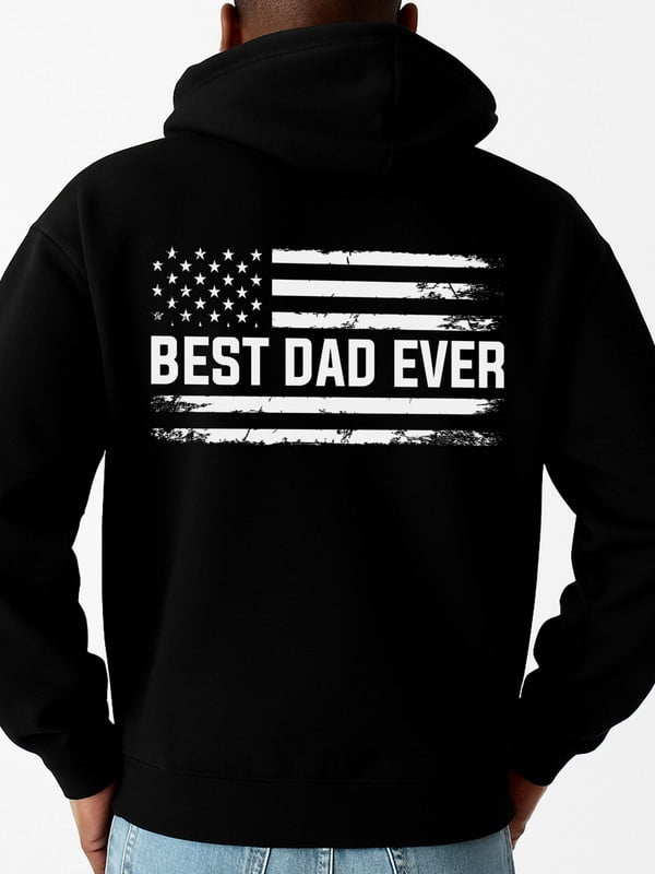 Best Dad Ever hoodies & sweatshirt Christmas mens long sleeve black Drawstring Comfortable ...