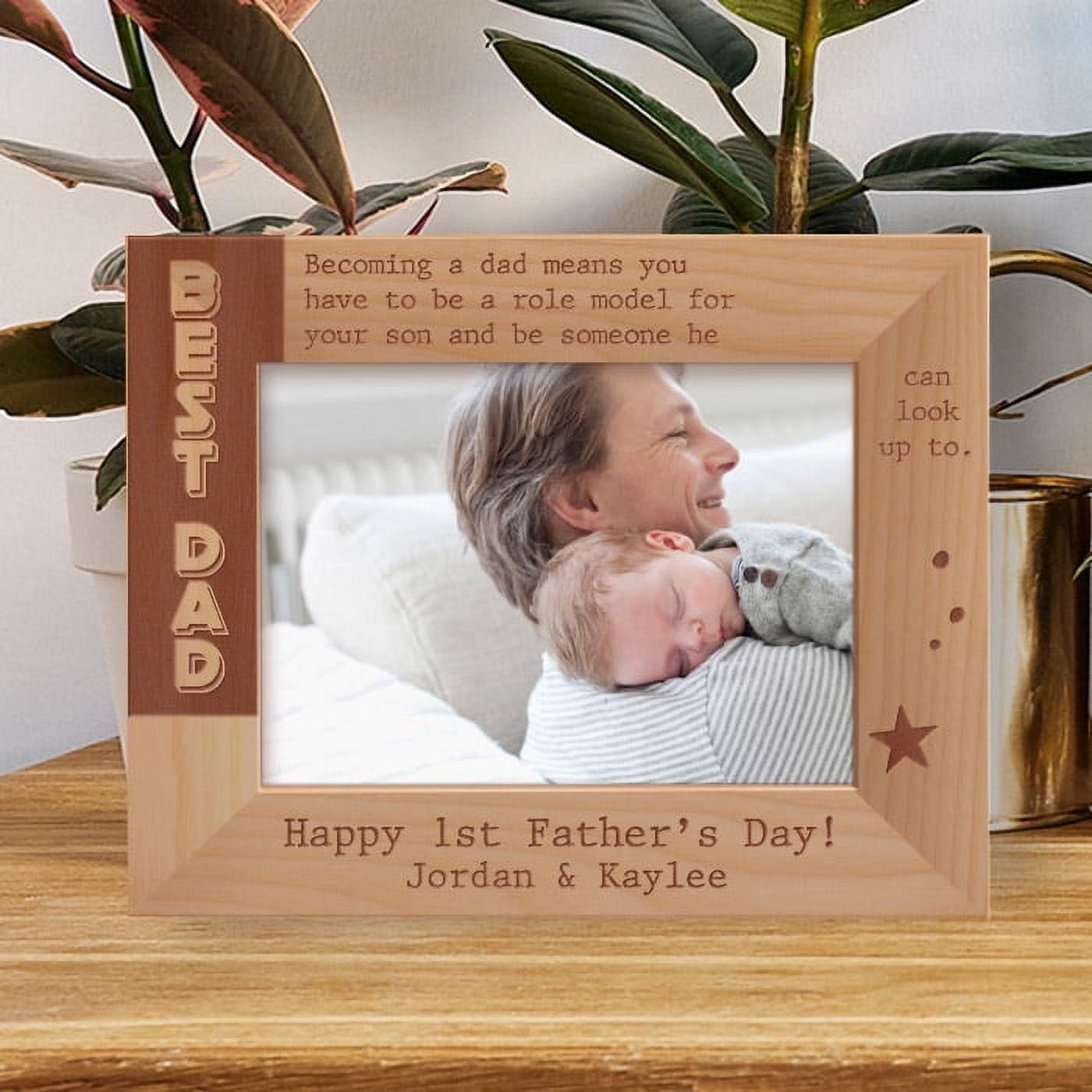 Best Dad Happy 1st Father's Day! Personalized Wooden Frame-7" x 5 ...