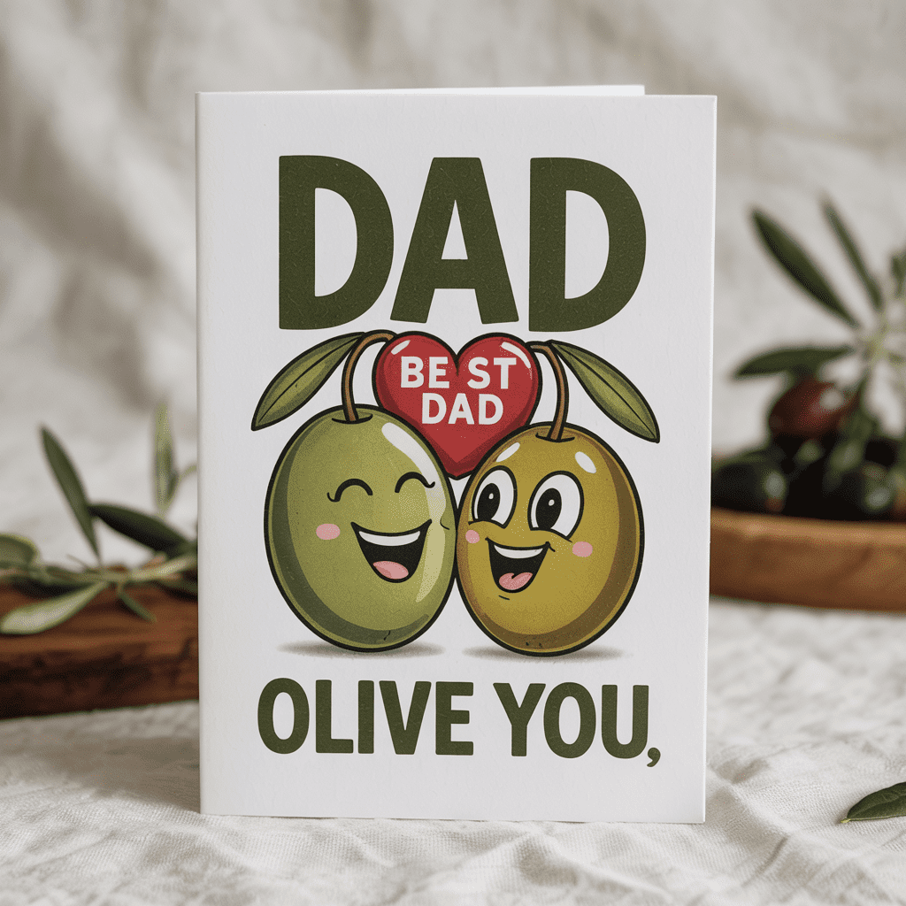Best Dad Olive You" Humorous Greeting Card - Blank Inside with Envelope ...