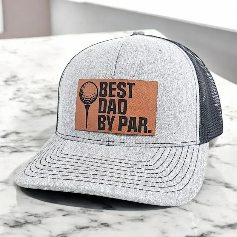 Best Dad By Par Leather Patch Hat, Adjustable Snapback Trucker Cap ...