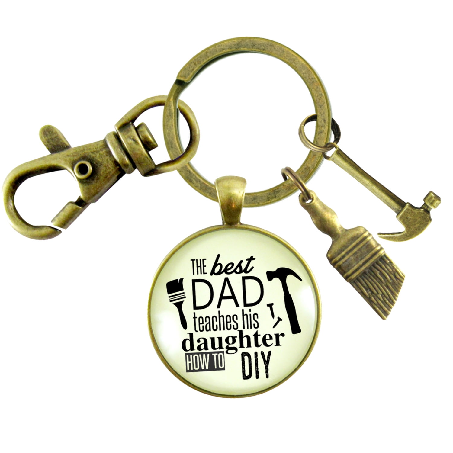 Best Dad Teaches His Daughter How To DIY Gutsy Goodness Bronze Keychain ...
