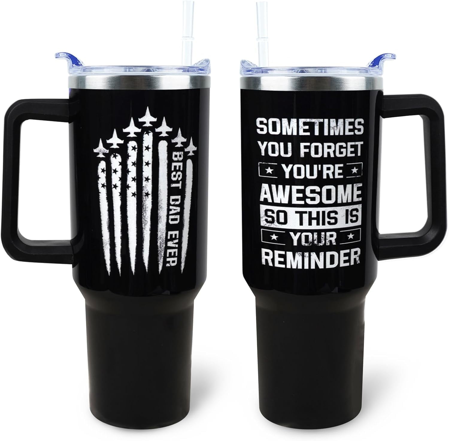 Best Dad Tumbler 40 oz Tumbler with Handle and Straw Lid Leak Proof ...