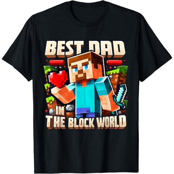 Best Dad in the Block World Pixel Gaming Father Day T-Shirt - Walmart.com