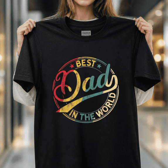 Best Dad in the World Vintage Fathers Day Graphic Unisex T-Shirt, S ...
