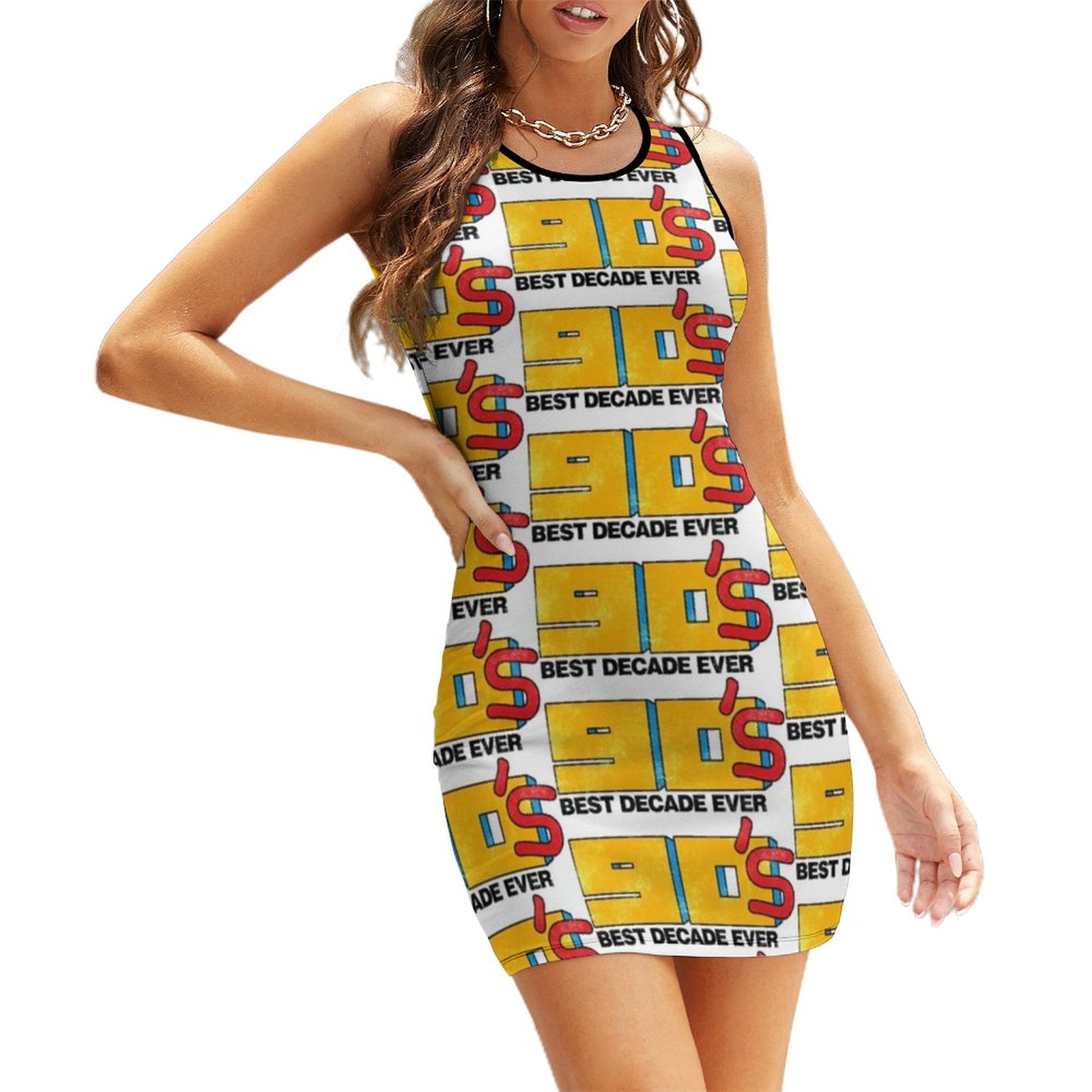 Best Decade Ever Square Neck Dress New Plus Size Elegant Women Waist ...