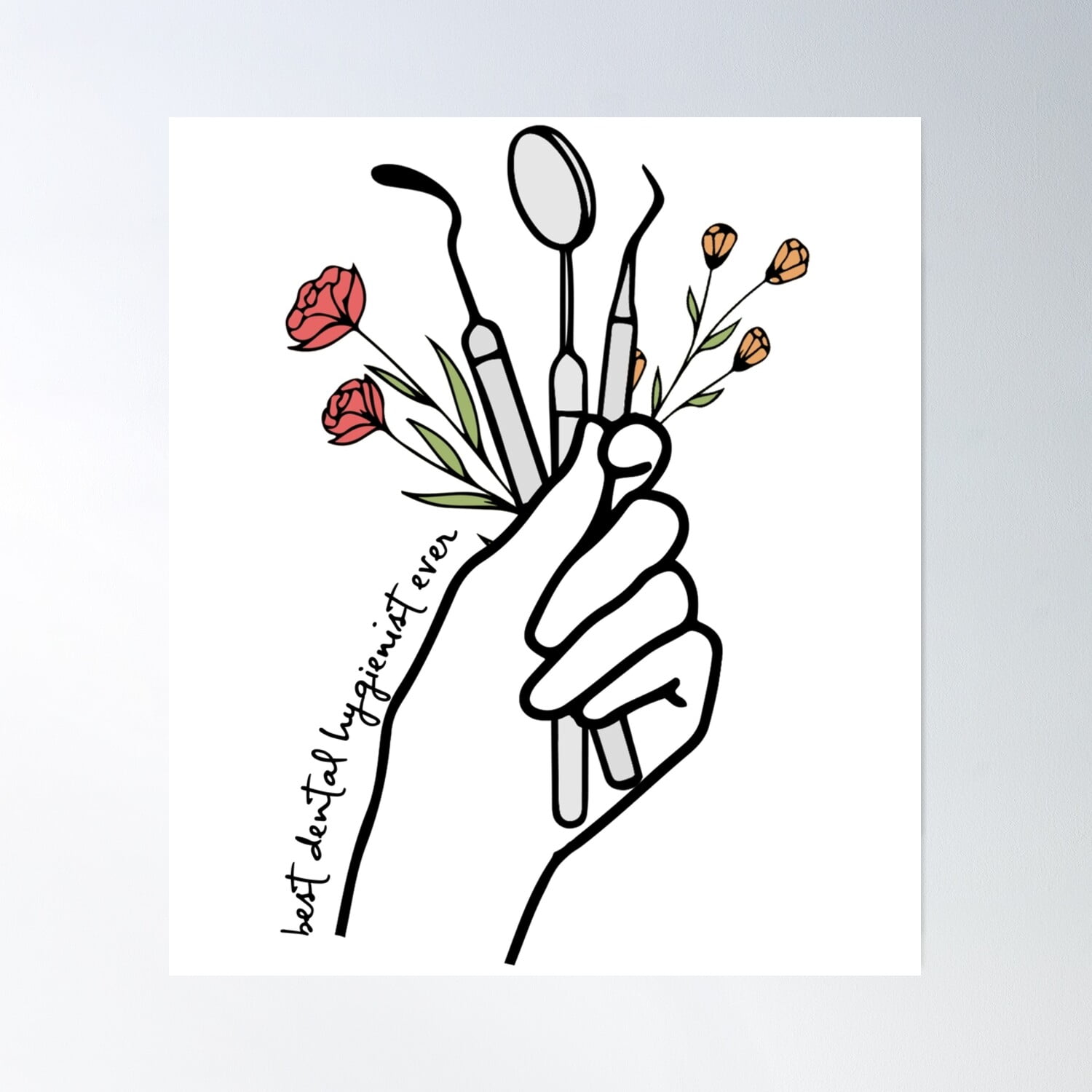 Best Dental Hygienist Ever - Floral Tooth Care Design Poster Wall Art ...