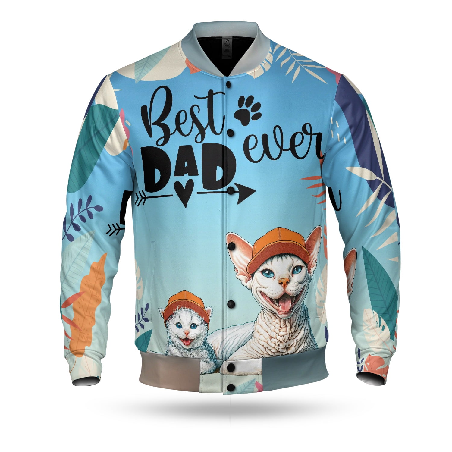 Best Devon Rex Dad Ever Happy Father's Day All Over Print 3D Baseball Jacket Cat Lover Kitten ...