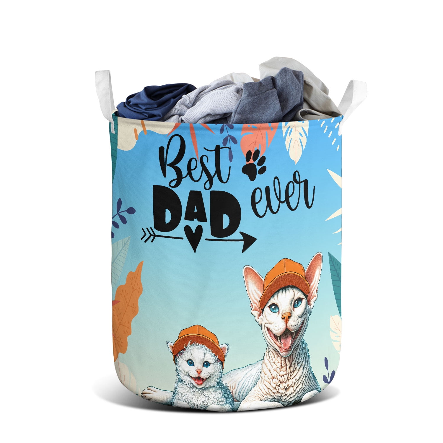 Best Devon Rex Dad Ever Happy Father's Day Foldable Laundry Basket Cat ...