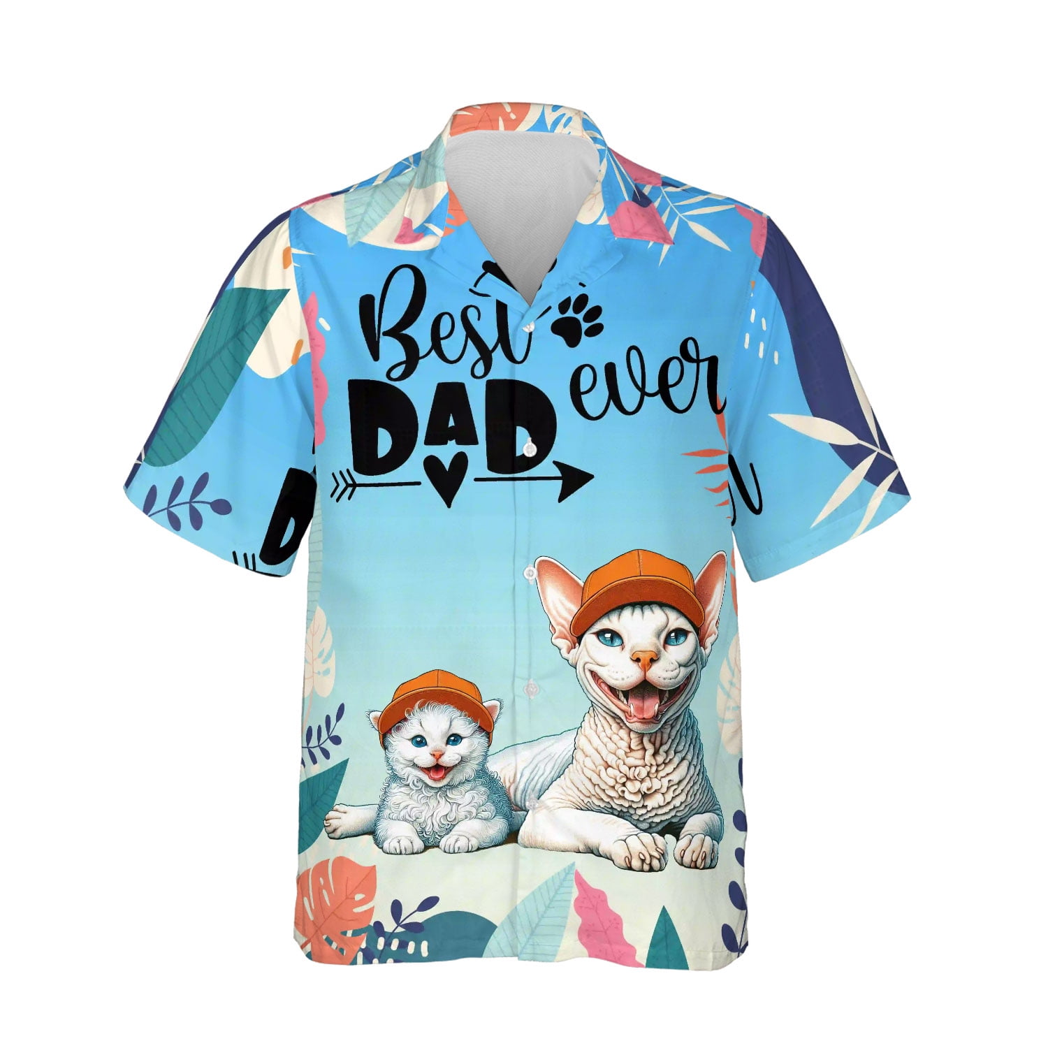 Best Devon Rex Dad Ever Happy Father's Day Hawaiian Shirt Breathable Summer Unisex Merch Cat ...