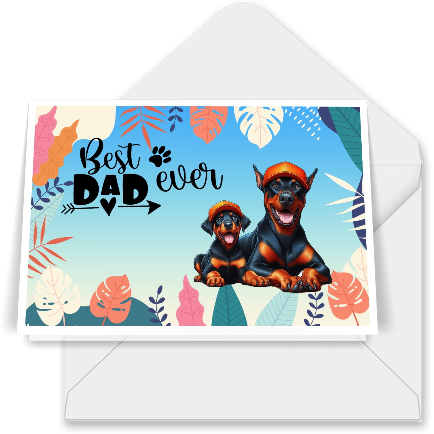Best Doberman Pinscher Dad Ever Happy Father's Day 7x5in Folded ...