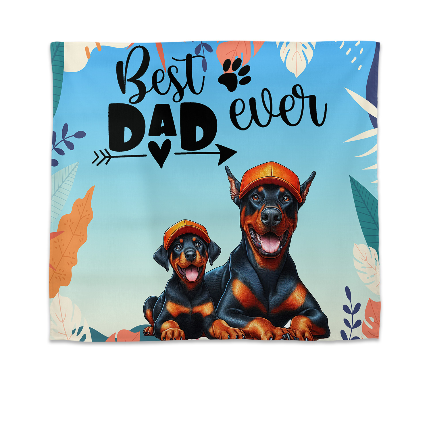 Best Doberman Pinscher Dad Ever Happy Father's Day Tapestry Doberman ...