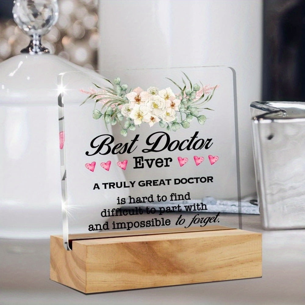"Best Doctor Ever" Acrylic Desk Plaque with Wood Stand Heartfelt ...