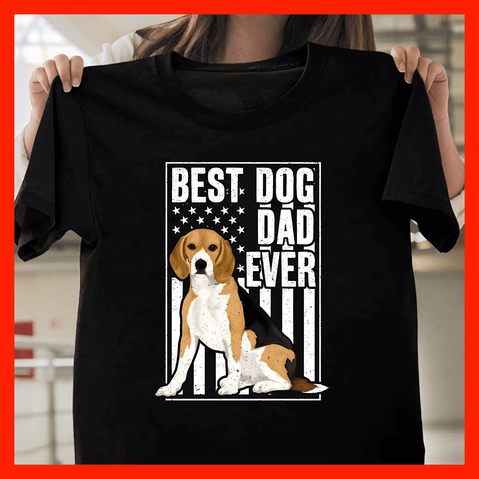Best Dog Dad Ever Beagle American Flag T-Shirt, Patriotic Dog Lover ...