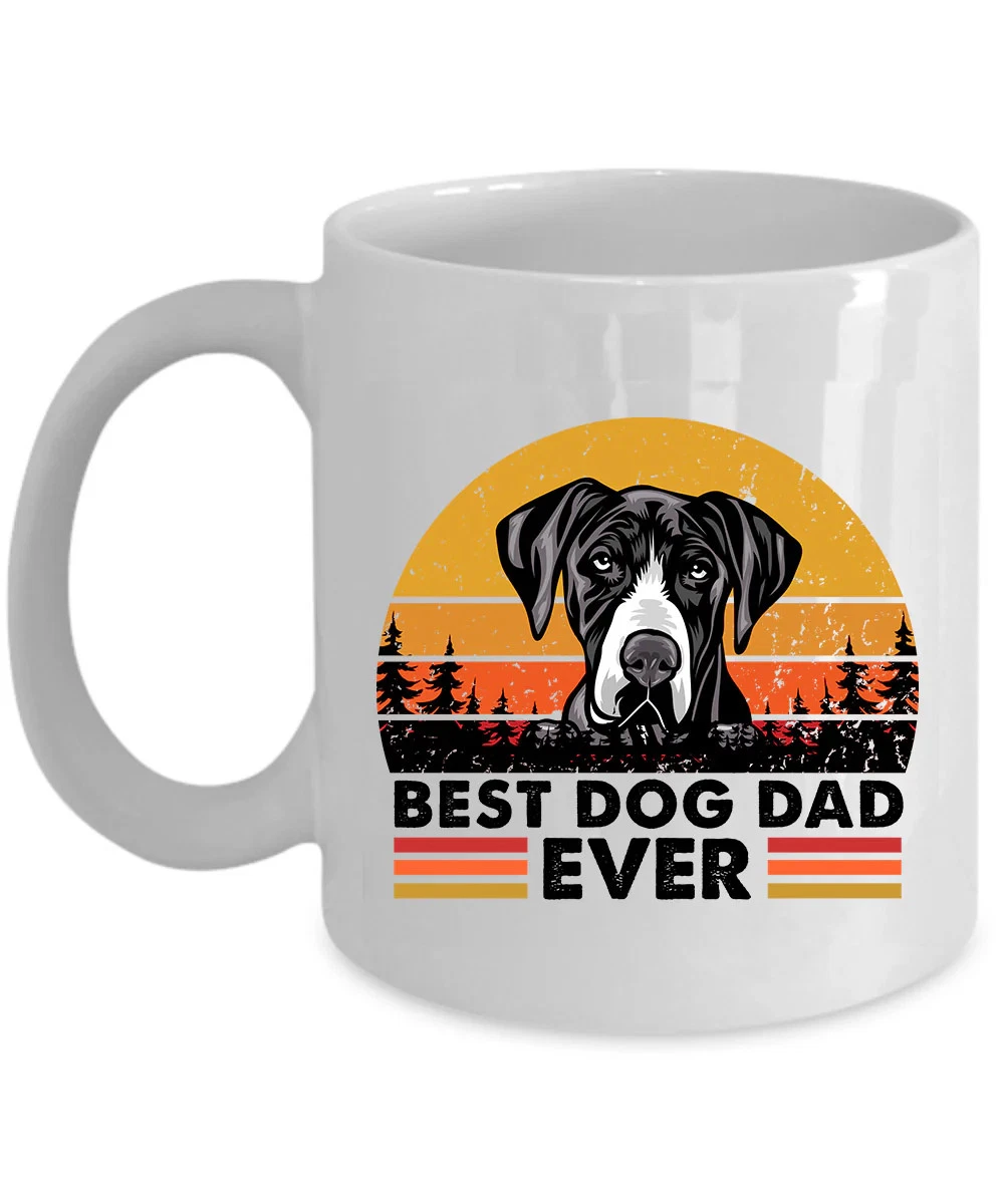 Best Dog Dad Ever Coffee Mug Funny Great Dane Dogs Cup Gift For Puppy ...