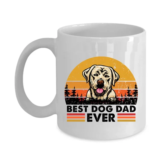 Best Dog Dad Ever Coffee Mug Funny Labrador Dogs Retro Cup Gift Puppy ...