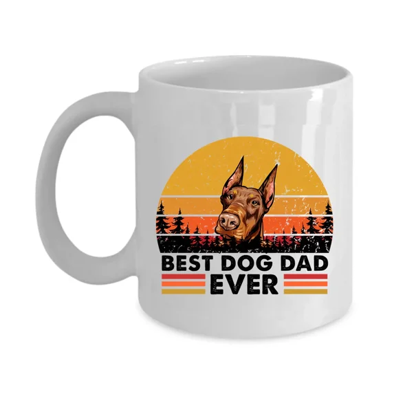 Best Dog Dad Ever Coffee Mug Funny Red Doberman Pinscher Dogs Cup Gift ...