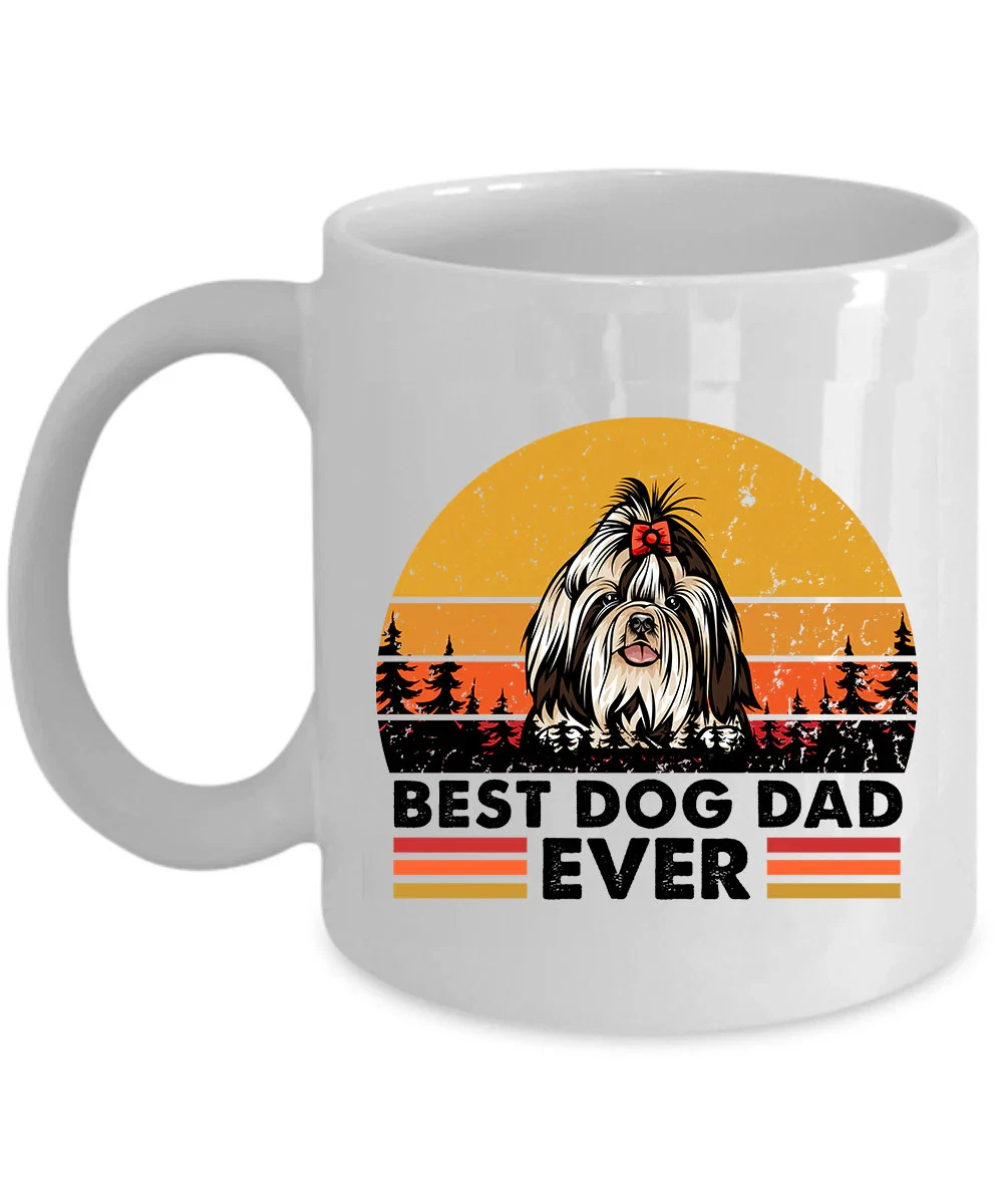 Best Dog Dad Ever Coffee Mug Funny Shih Tzu Dogs Retro Cup Gift Puppy ...