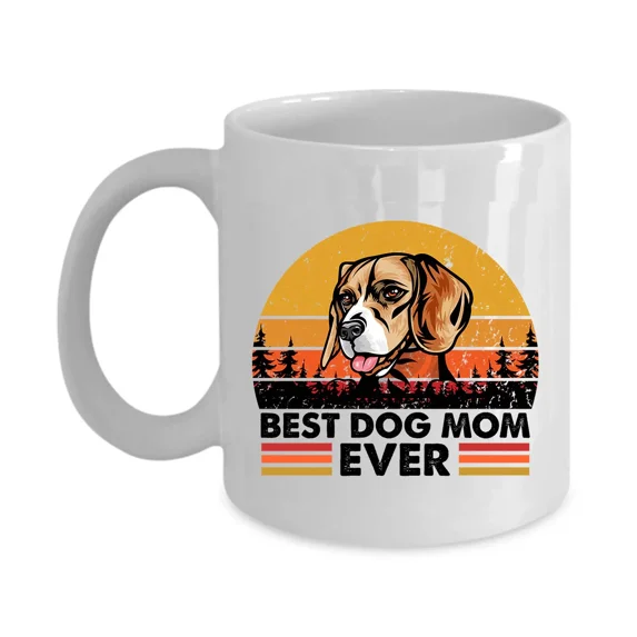 Best Dog Mom Ever Coffee Mug Funny Beagle Dogs Retro Dogs Cup Gift ...