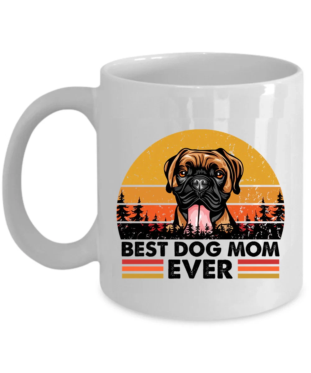 Best Dog Mom Ever Coffee Mug Funny Boxer Smile Dogs Cup Gift Puppy ...