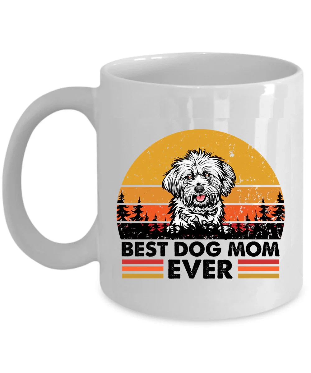 Best Dog Mom Ever Coffee Mug Funny Lhasa Apso Dogs Cup Gift For Puppy ...