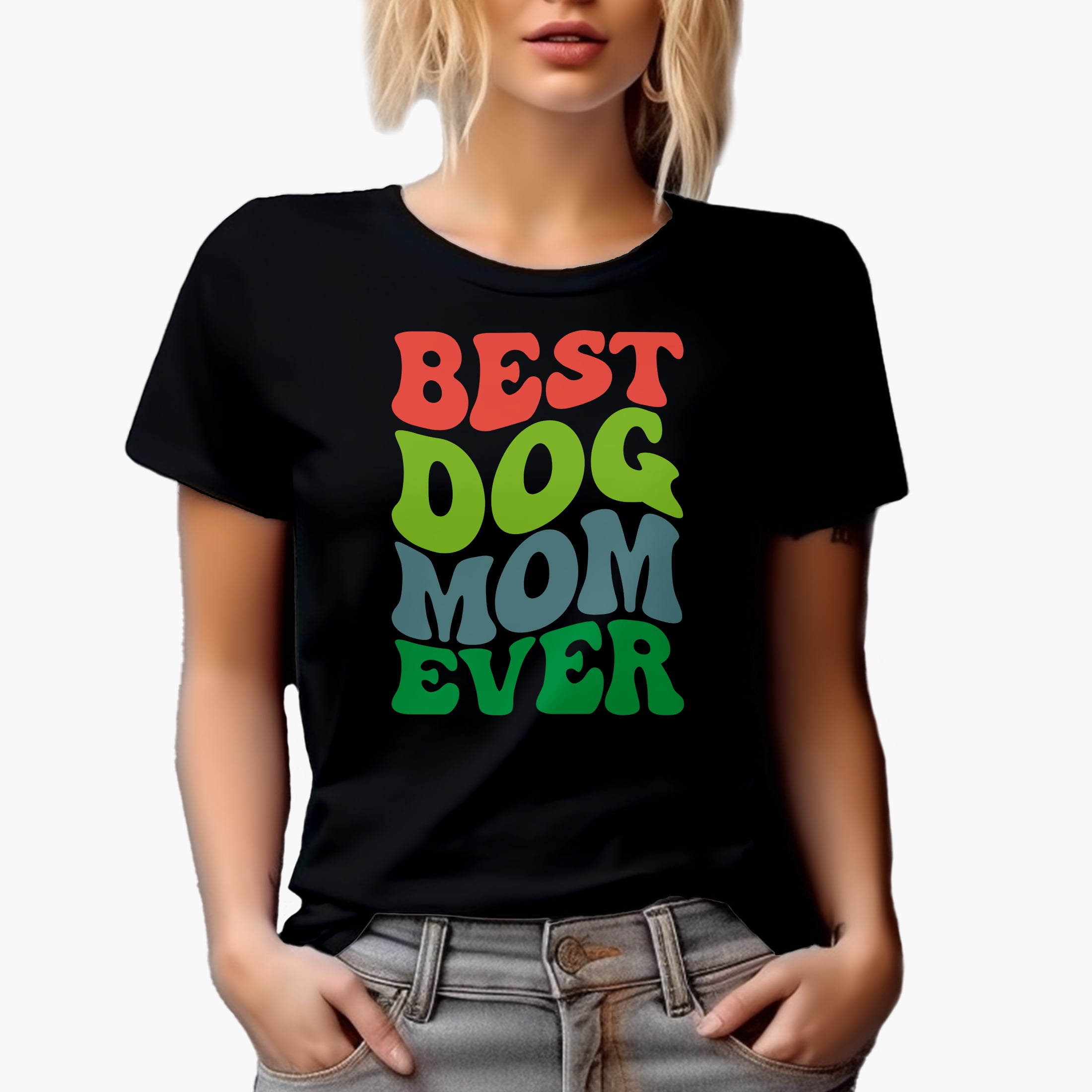 Best Dog Mom Ever, Mothers of Dogs Themed, Groovy Retro Wavy Text Merch ...