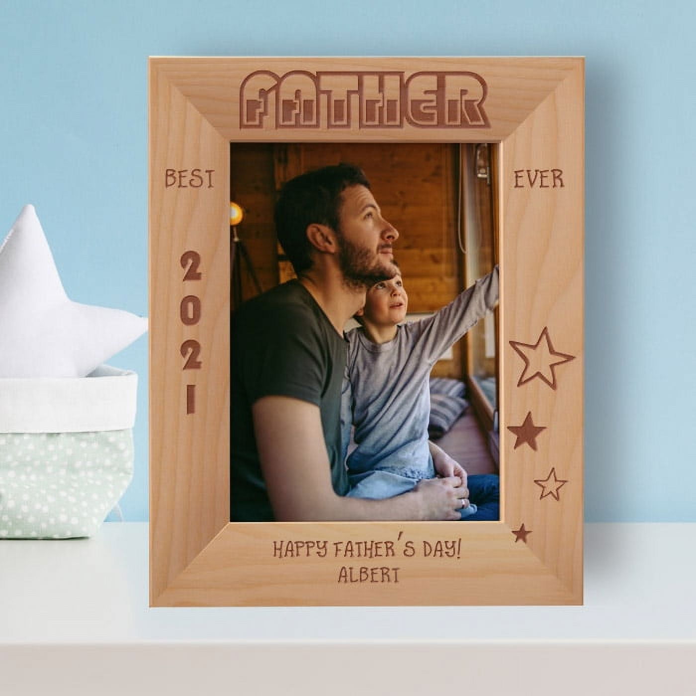 Best Father Ever Personalized Wooden Frame 5" x 7" Brown (Vertical ...