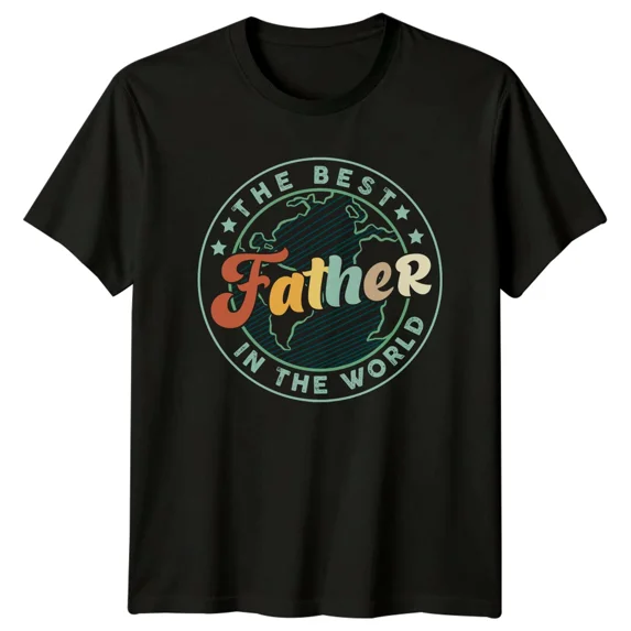 Best Father In The World Map Badge Retro Style T-Shirt Gift - Walmart.com