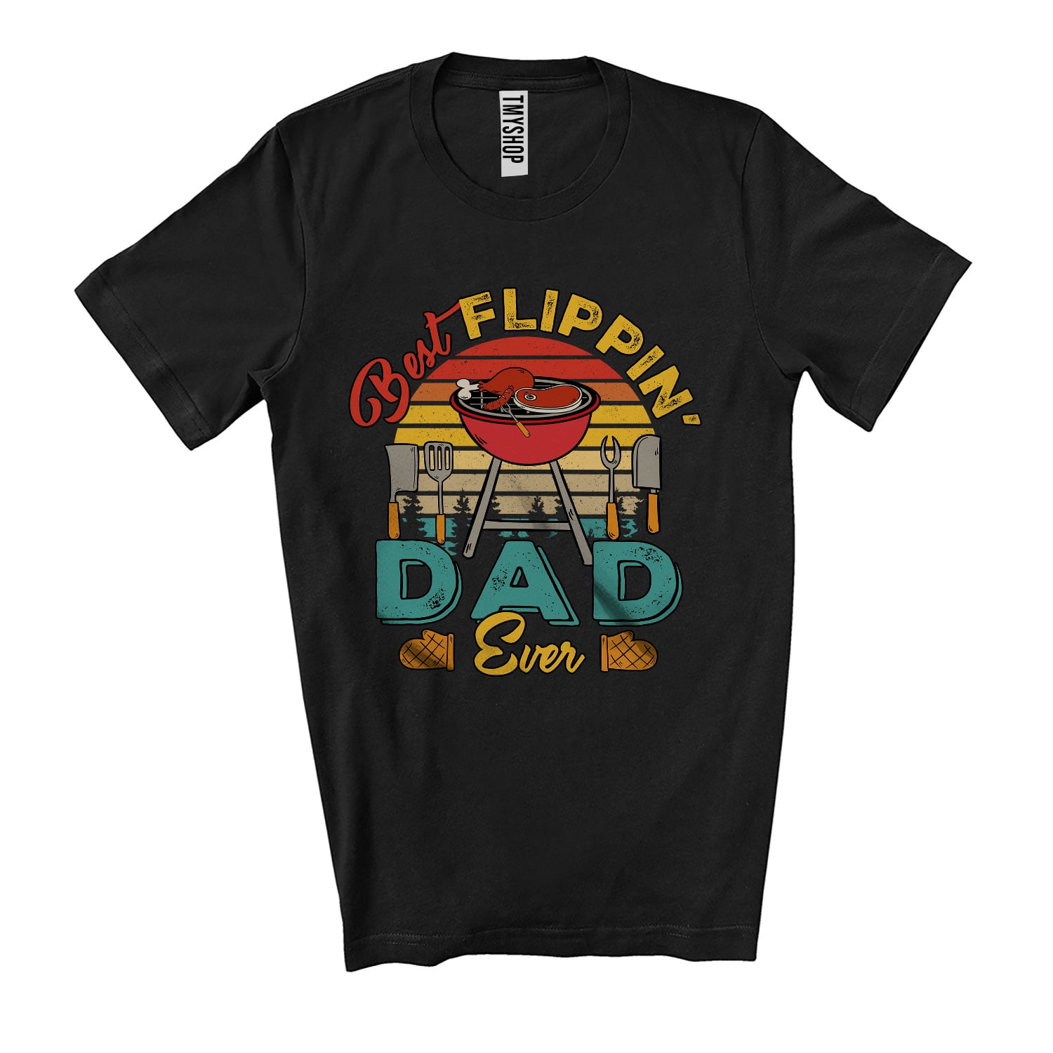 Best Flipping Dad; Humorous Father's Day Vintage Retro Grill BBQ Dad; Family Group Unisex T ...