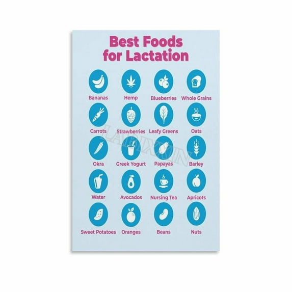 Best Foods For Lactation Poster Lactating Mom Healthy Chart Poster (5 ...