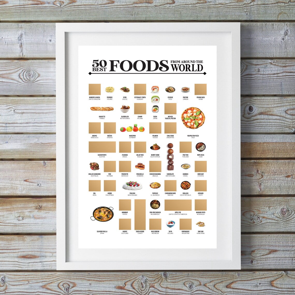 Best Foods Scratch Off Poster, Foodie Kitchen Wall Art, Unframed Paper ...