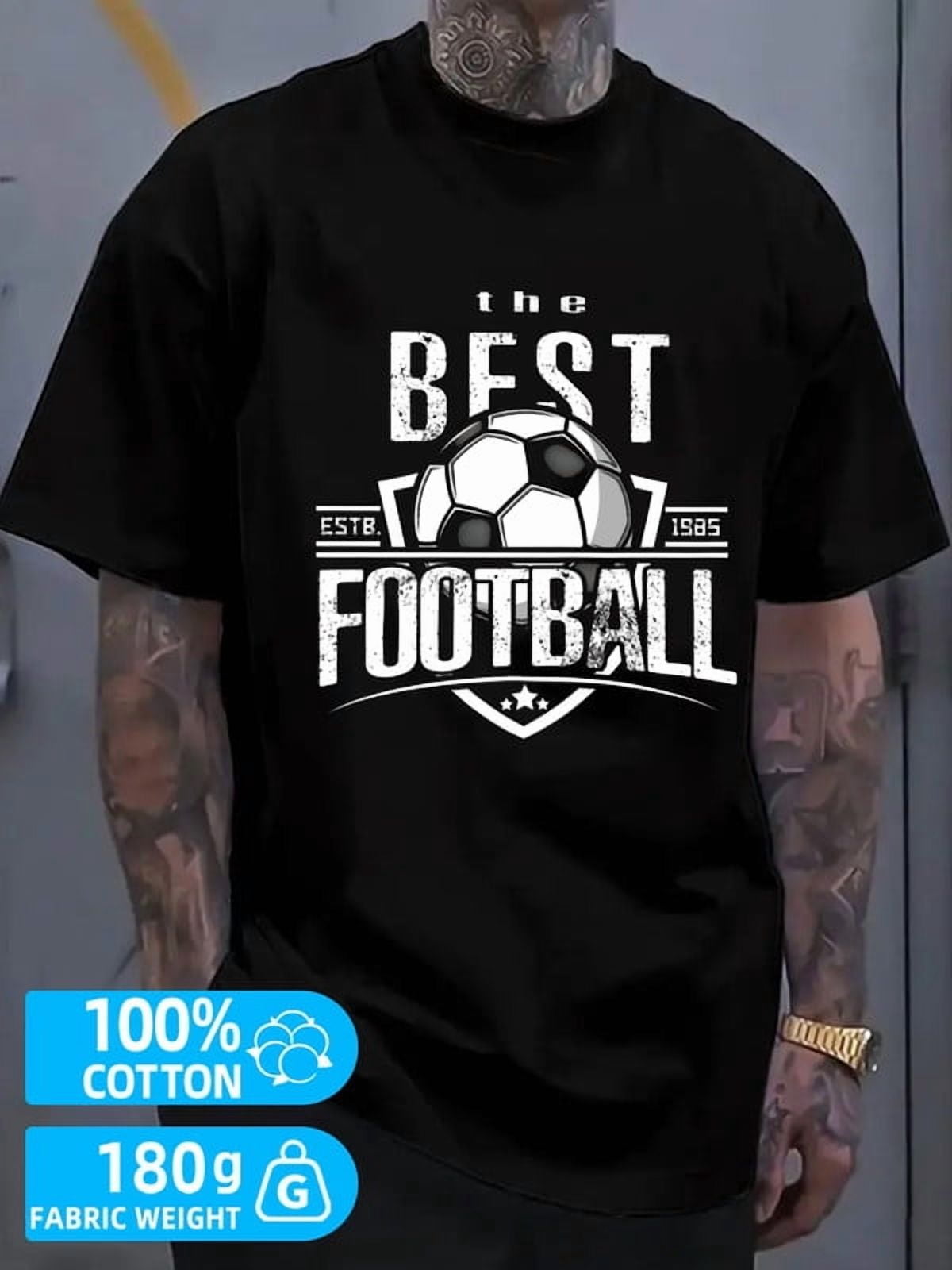 Best Football Tee men's black 180G 100% Cotton fun and playful,cool T ...