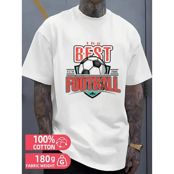 Best Football Tee men's white 180G 100% Cotton Perfect for exercise ...