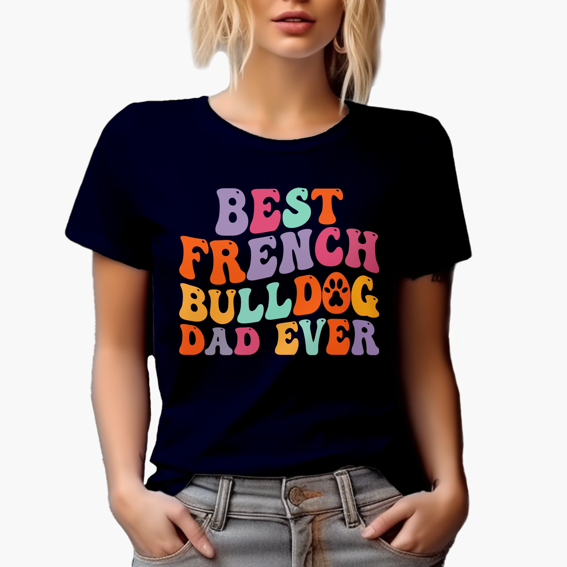Best French Bulldog Dad Ever, Dog Parent Themed, Groovy Retro Wavy Text ...