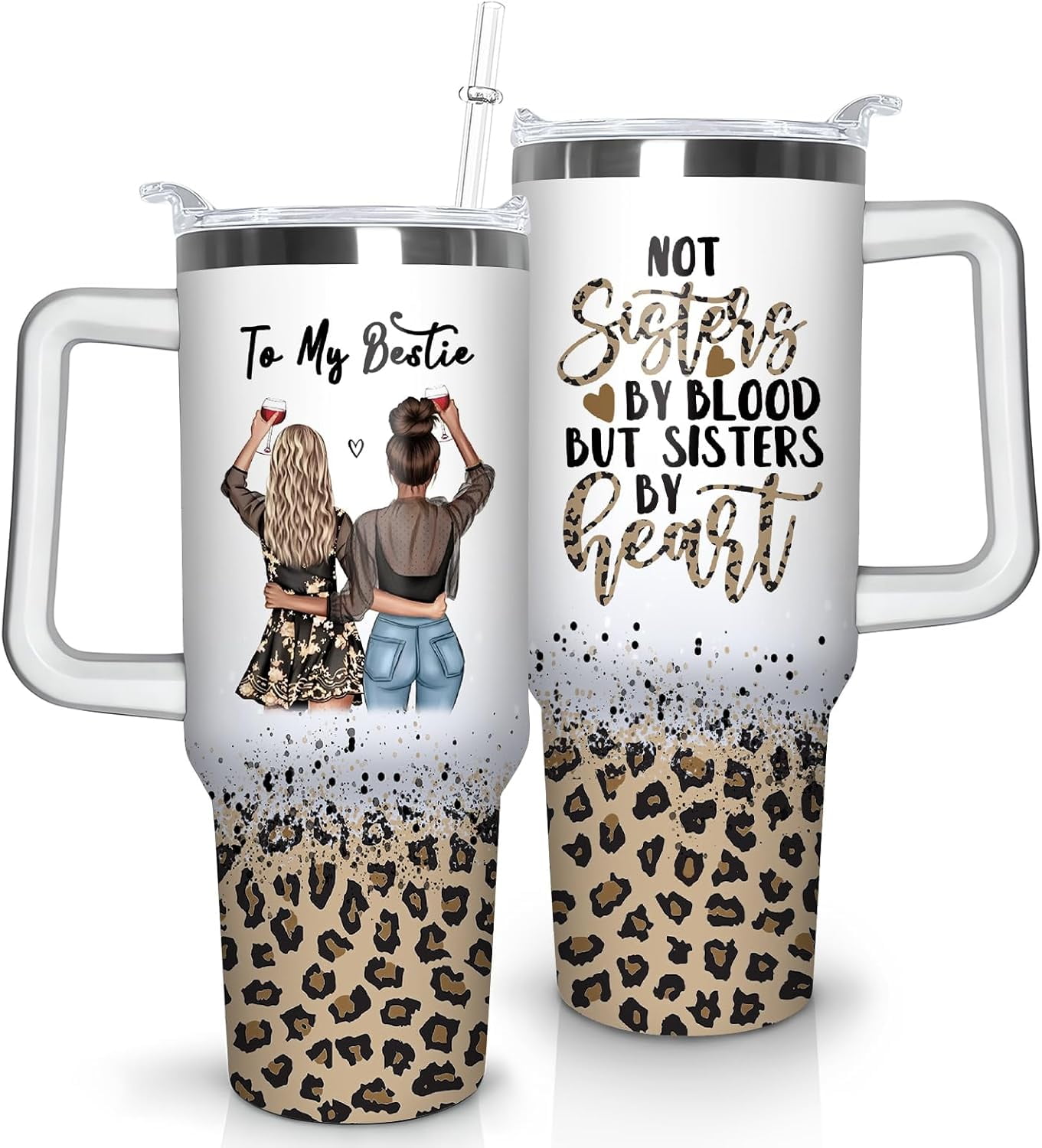 Best Friend 40oz Tumbler With Handle, Stainless Steel Insulated Besties ...