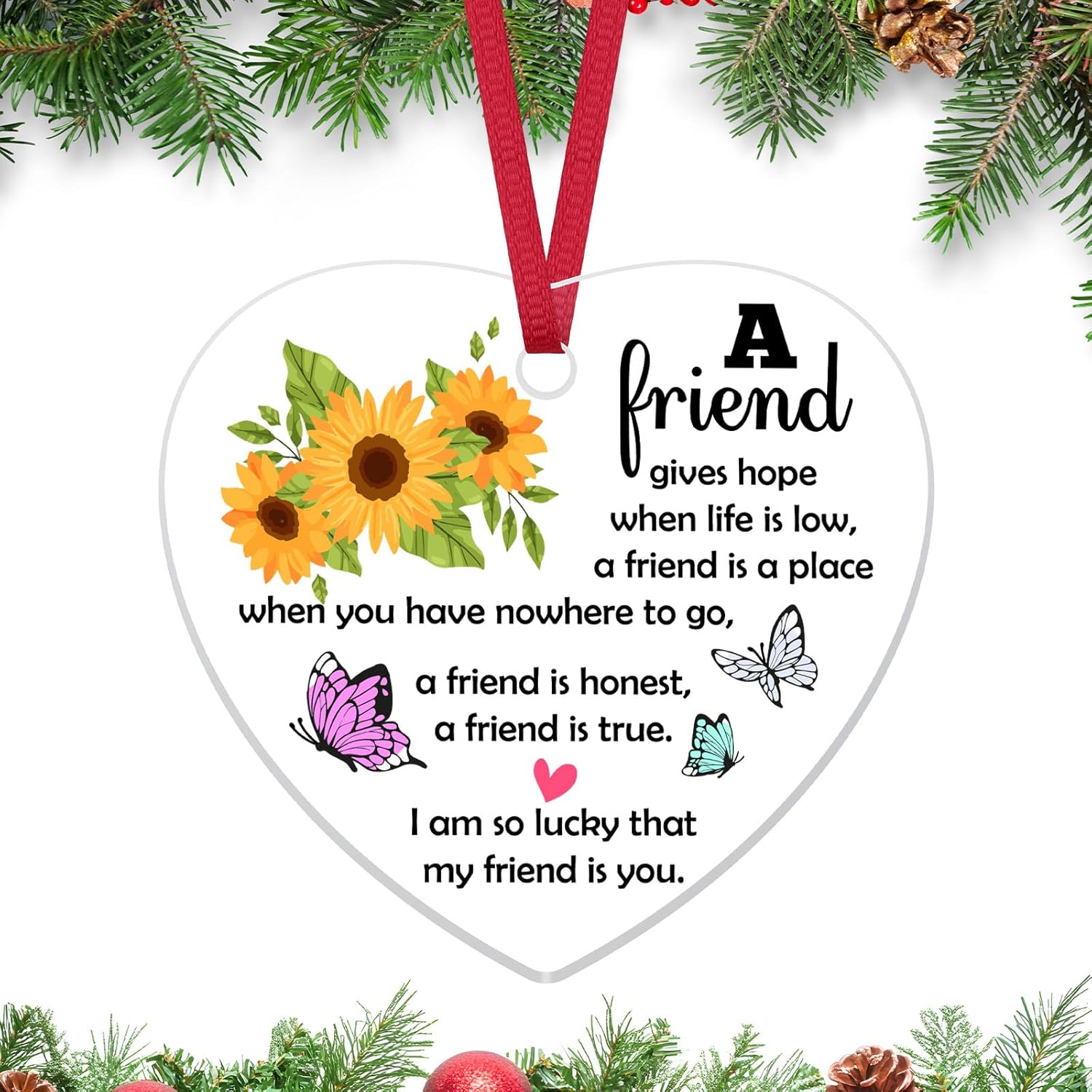 Best Friend Acrylic Hanging Heart Ornament Friendship Gift for Woman ...